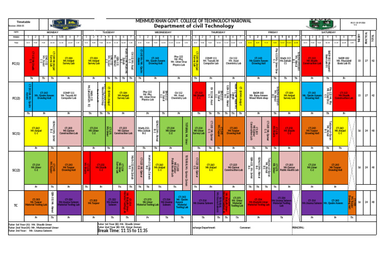 02 Civil Department Time Table-24-25-V-2 - 02-09-2024 | PDF