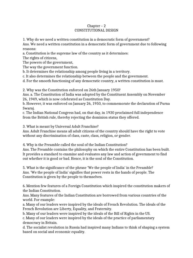 Political Science Class 9 Chapter 2 Question Ans Answer | PDF