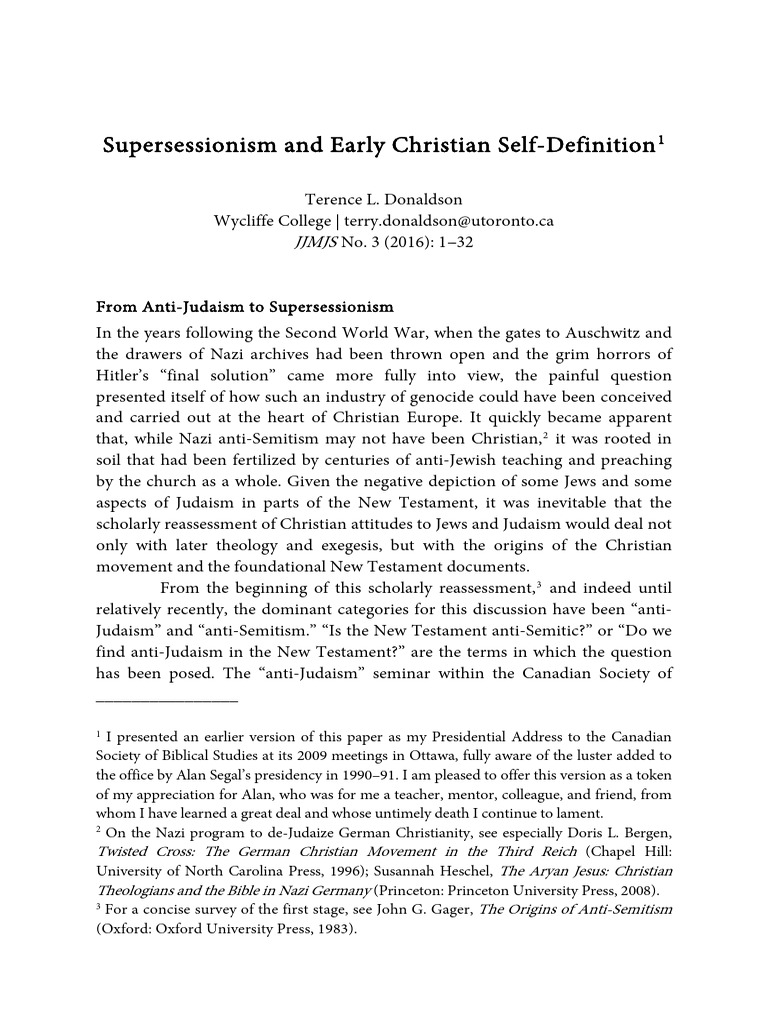 Donaldson - Supersessionism and Early Christian Self Definition | PDF