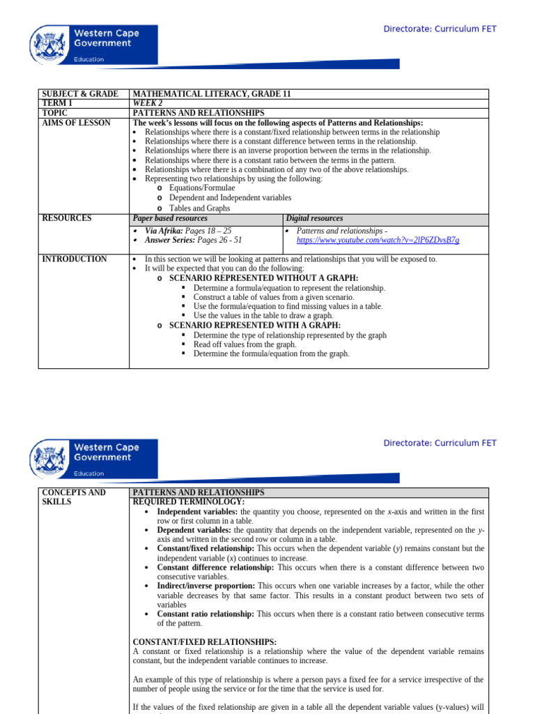Grade 11 Term 1 Week 2 | PDF
