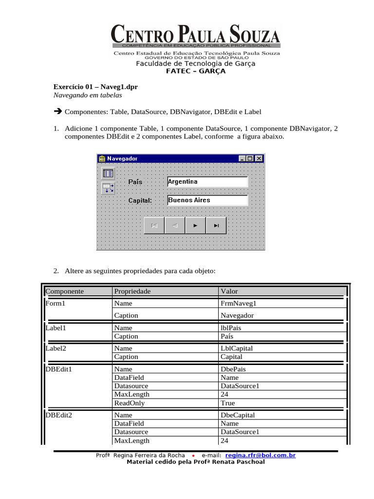 DELPHI 7 - Exercícios de Banco de Dados | PDF | SQL | Métodos e ...