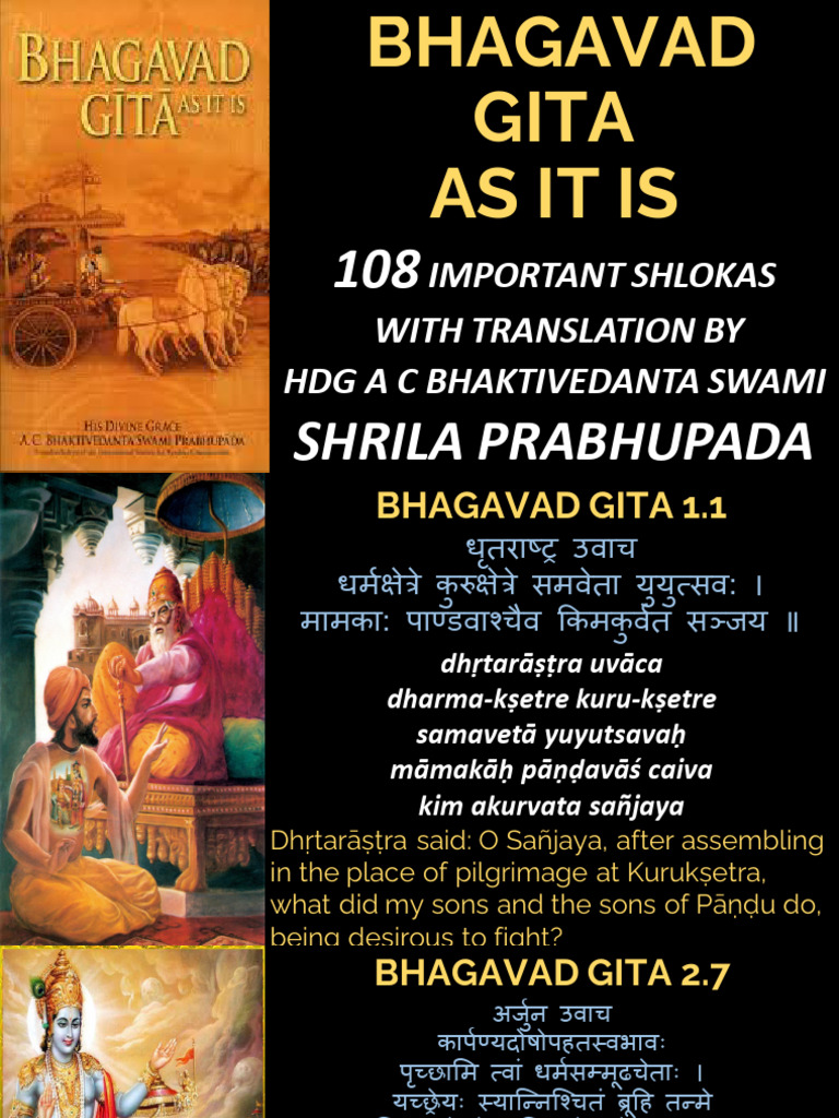BG 108 Sanskrit Shlokas With English Translation | PDF