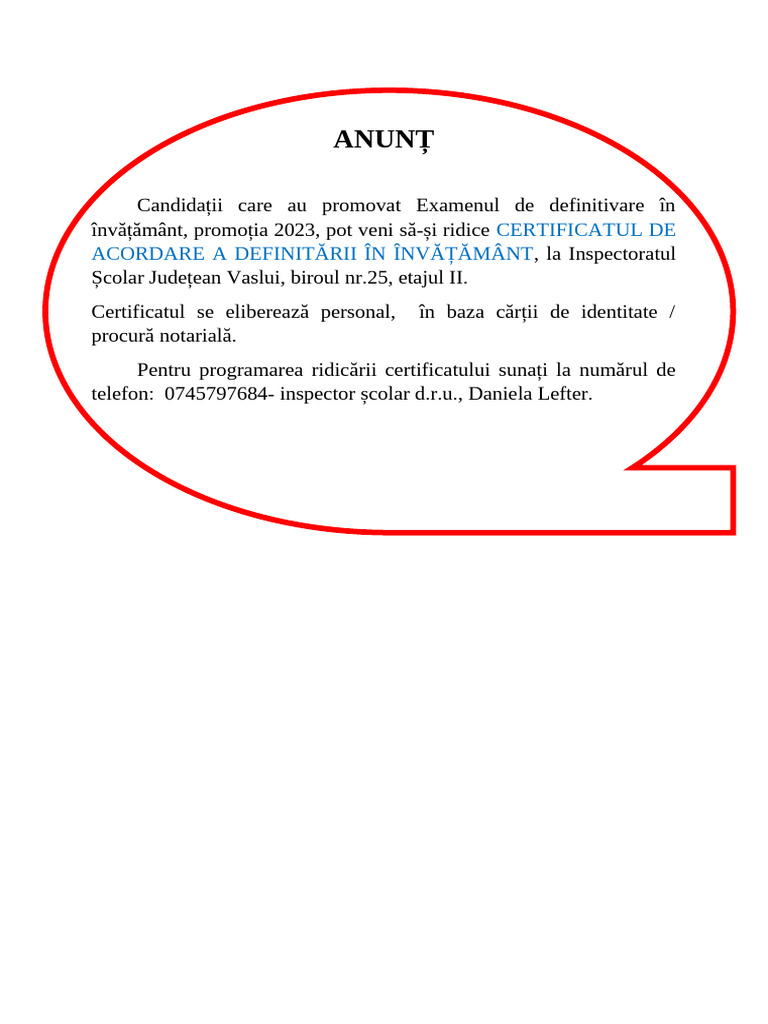 Anunt Certificate Def. 2023 | PDF