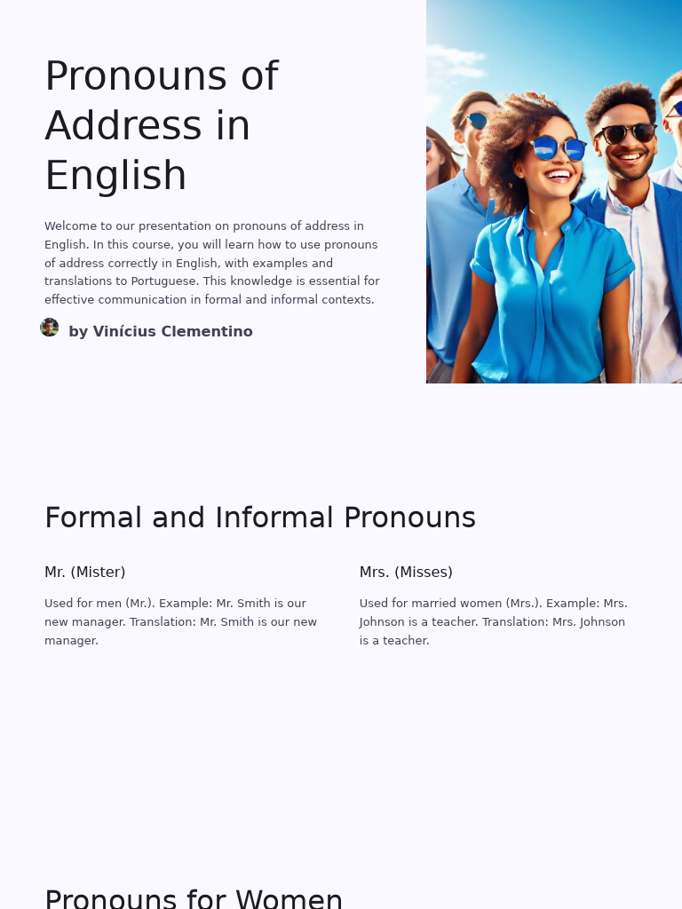Pronouns of Address in English | PDF