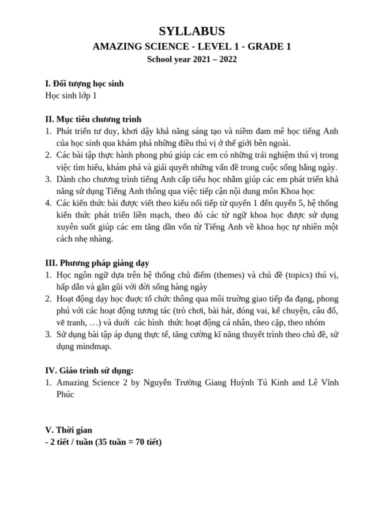 Grade 1 - Amazing Science 1 - 2 Periods - Week | PDF