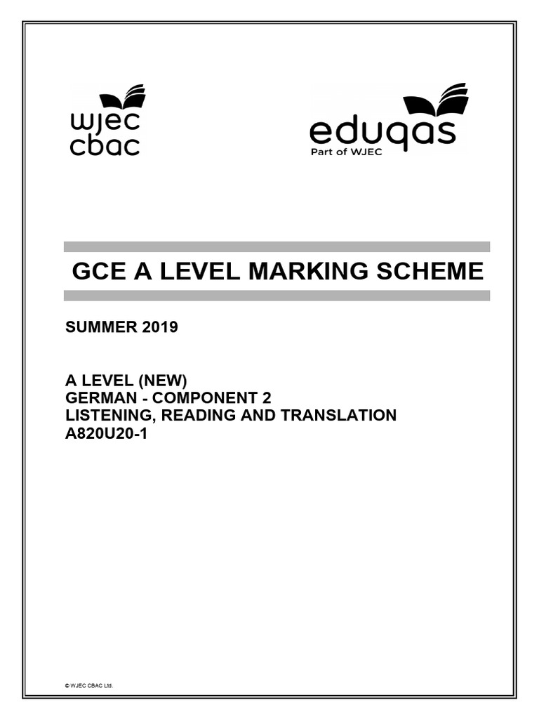 s19-A820U20-1 EDUQAS A Level German - Comp 2 MS S19 | PDF