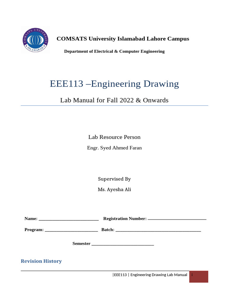 Engineering Drawing - Lab - Manual - FA24 | PDF | Circle | Matrix (Mathematics)
