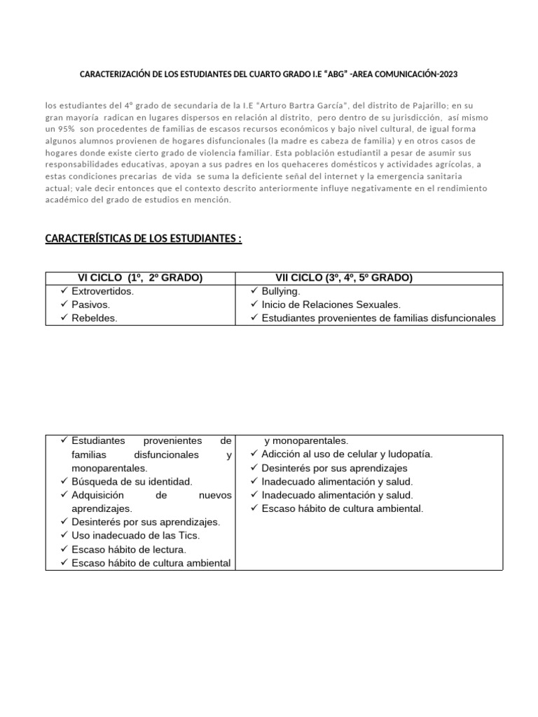 CARACTERIZACIÓN | PDF