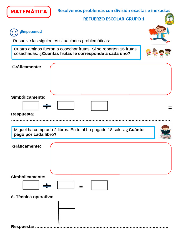 D4 A1 FICHA MAT. Resolvemos problemas de división exacta e inexacta | PDF D4 A1 FICHA MAT. Resolvemos problemas de división exacta e inexacta | PDF