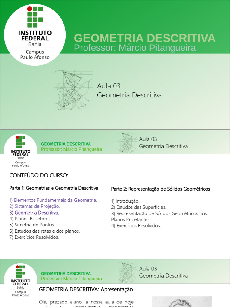 Aula 03 - GEOM DESCR - Geometria Descritiva | PDF