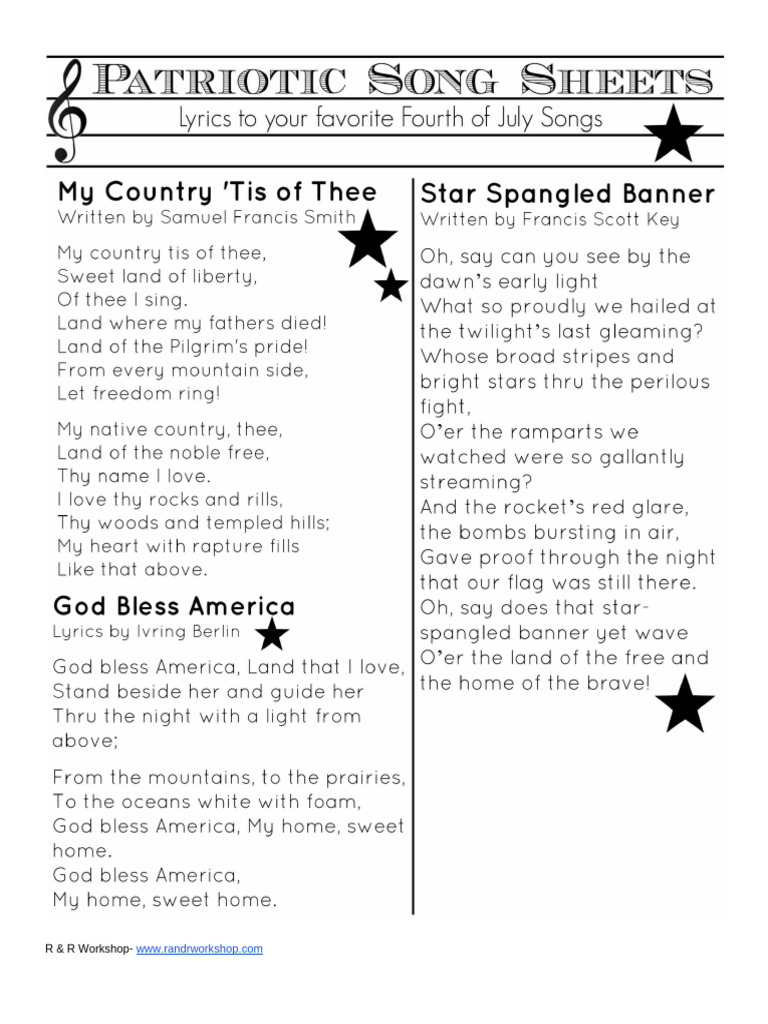 Patriotic Song Sheets | PDF