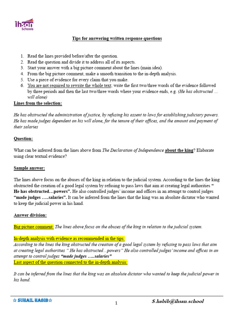 Tips For Answering Written Response Questions | PDF