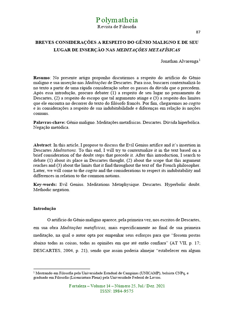 Breves Consideracoes A Respeito Do Genio | PDF