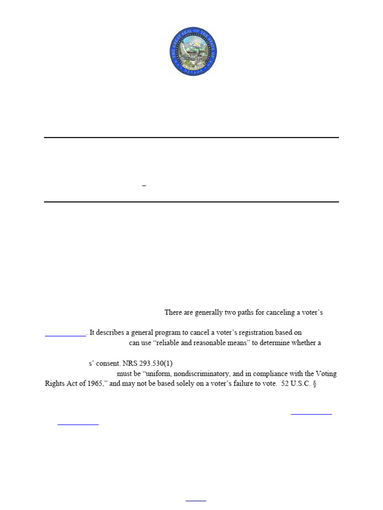 Nevada SOS March Memo | PDF | Voter Registration | Social Science