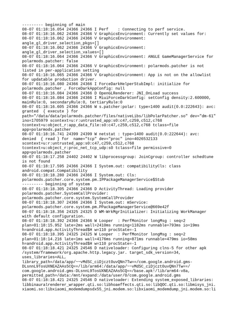 Polarmods - Patcher Logcat | PDF