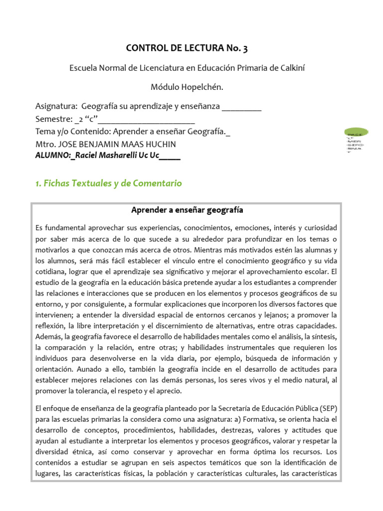 Control de Lectura No 3 - R | PDF