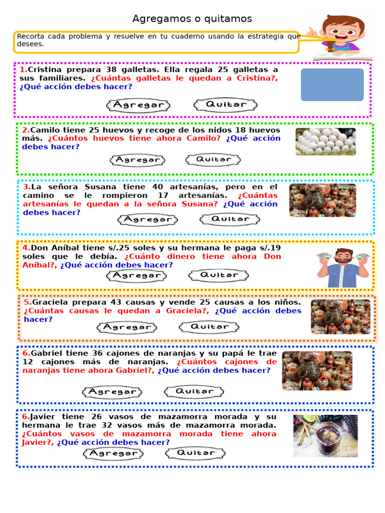 Ficha Agregamos o Quitamos Hasta 50 | PDF