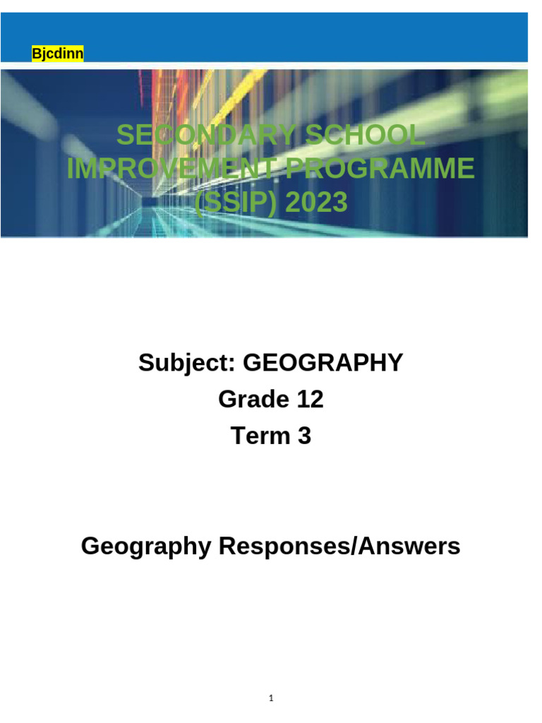 Term 3 2023 Geography Responses To Activities | PDF