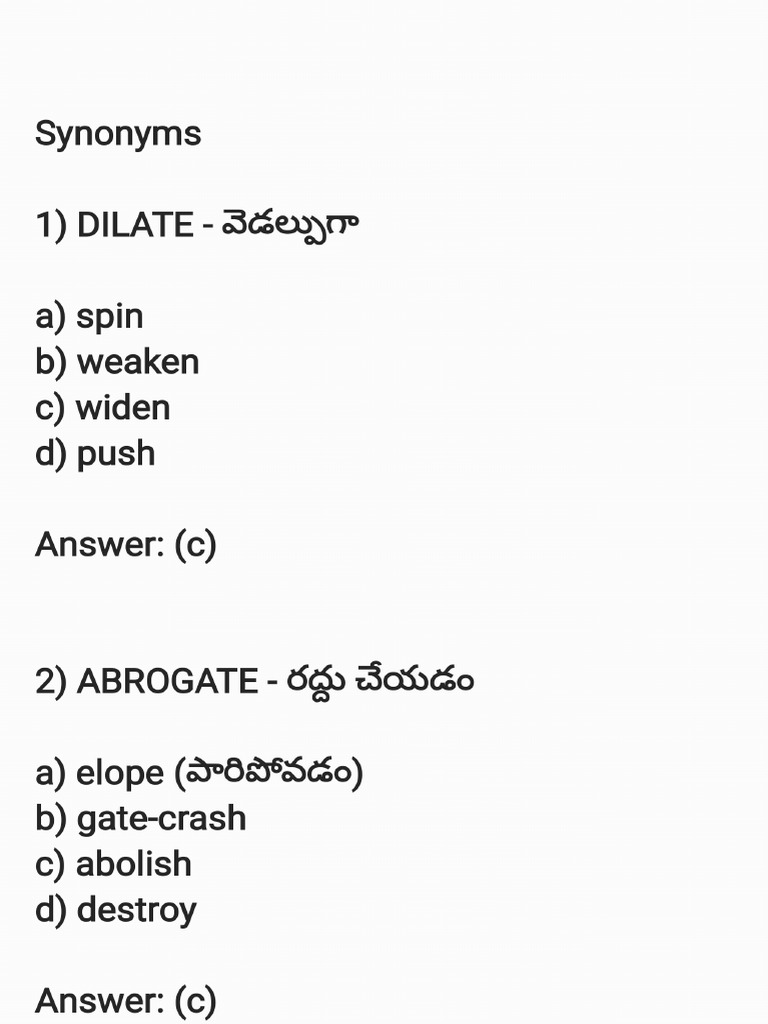 Synonyms & Antonyms Imp Bits Part 1 | PDF
