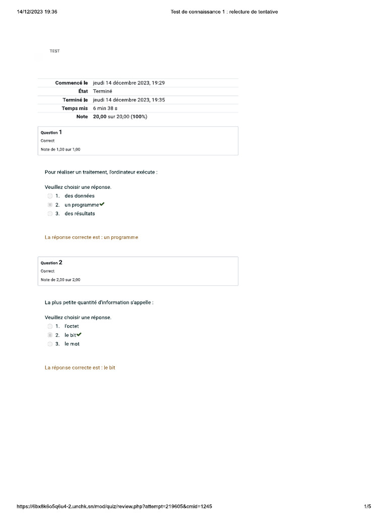 TC1 Algorithmique S2 | PDF
