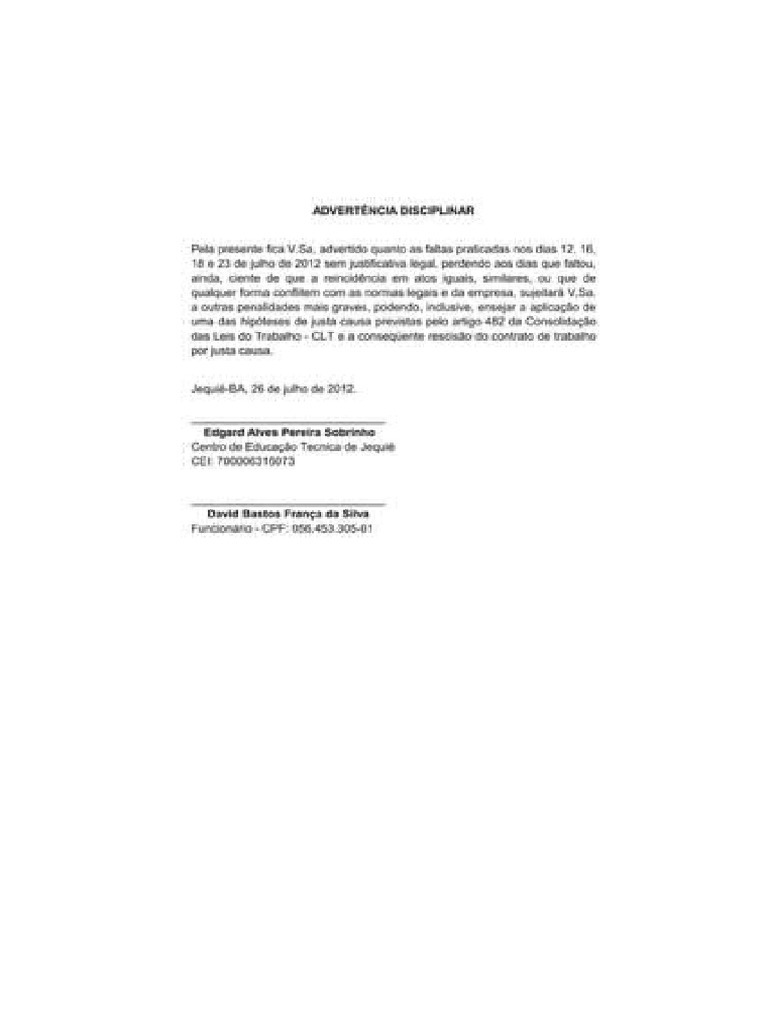 modelo advertencia a professor | PDF