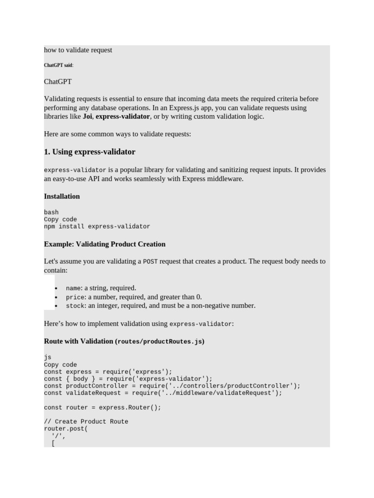 How To Validate Request 2 | PDF