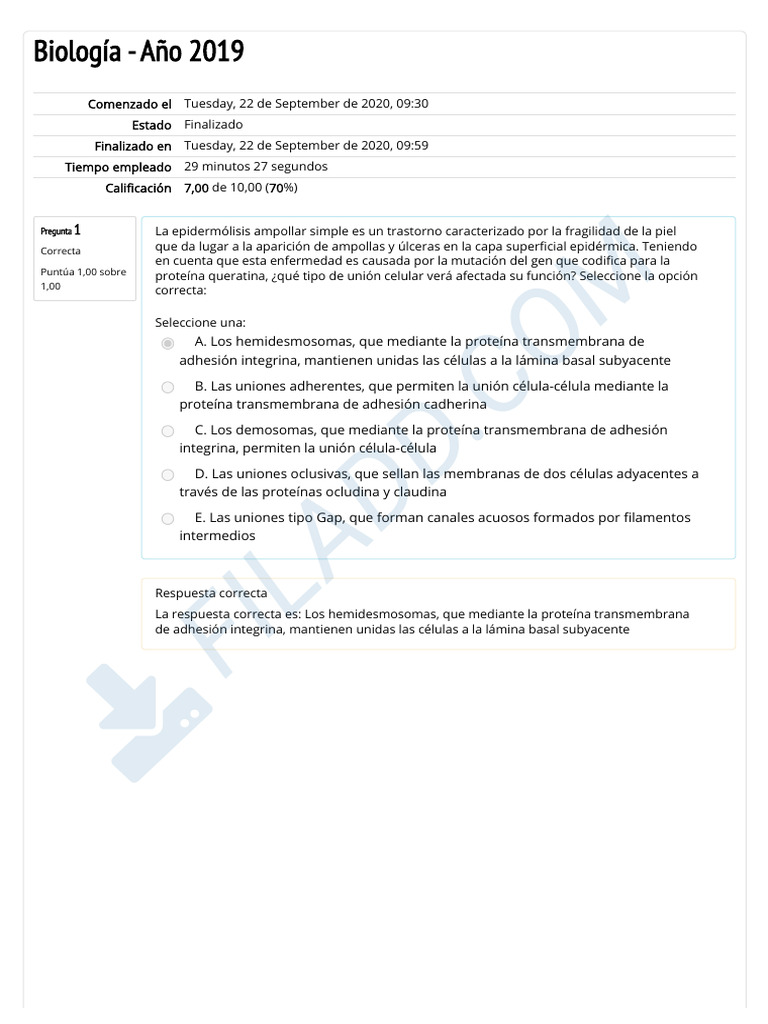 Grupo Vi - Cuestionario Escrito Final de Biologia 22-09-2020 | PDF