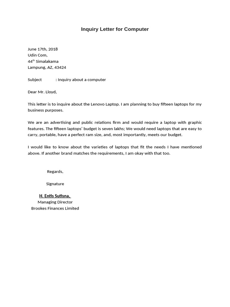 Real Estate Inquiry Letter | PDF