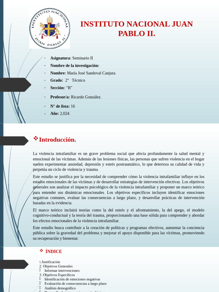 Presentación de Seminario Justificación y Marco Teórico. | PDF