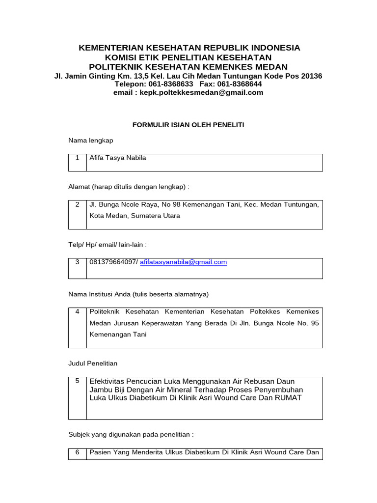 Form Kepk - Afifa Tasya Nabila | PDF