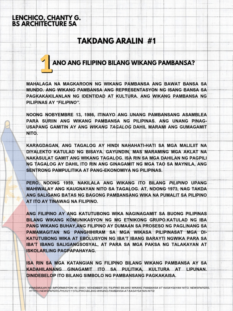 Filipino Asaynment 1 | PDF | Tagalog Language | History