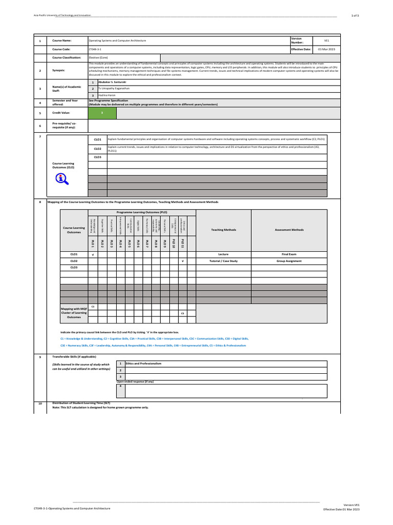 Ct049 3 1 Operating Systems And Computer Architecture Ve1 1 March 2023 Pdf Operating