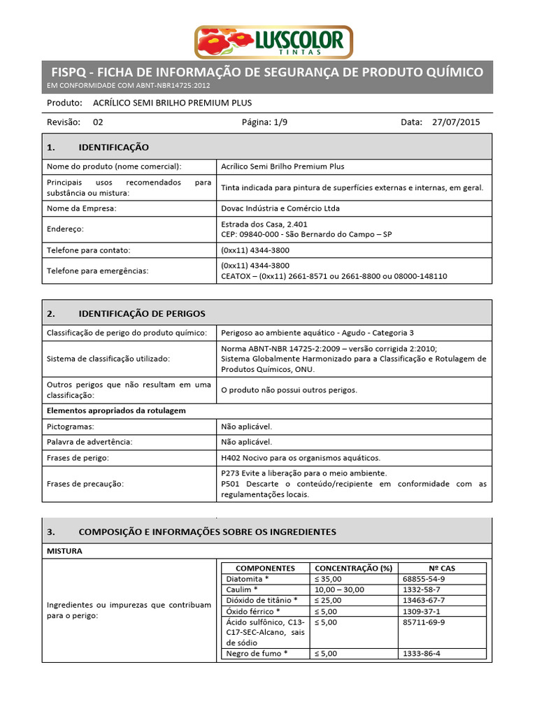 Tinta Acrílica Fispq | PDF