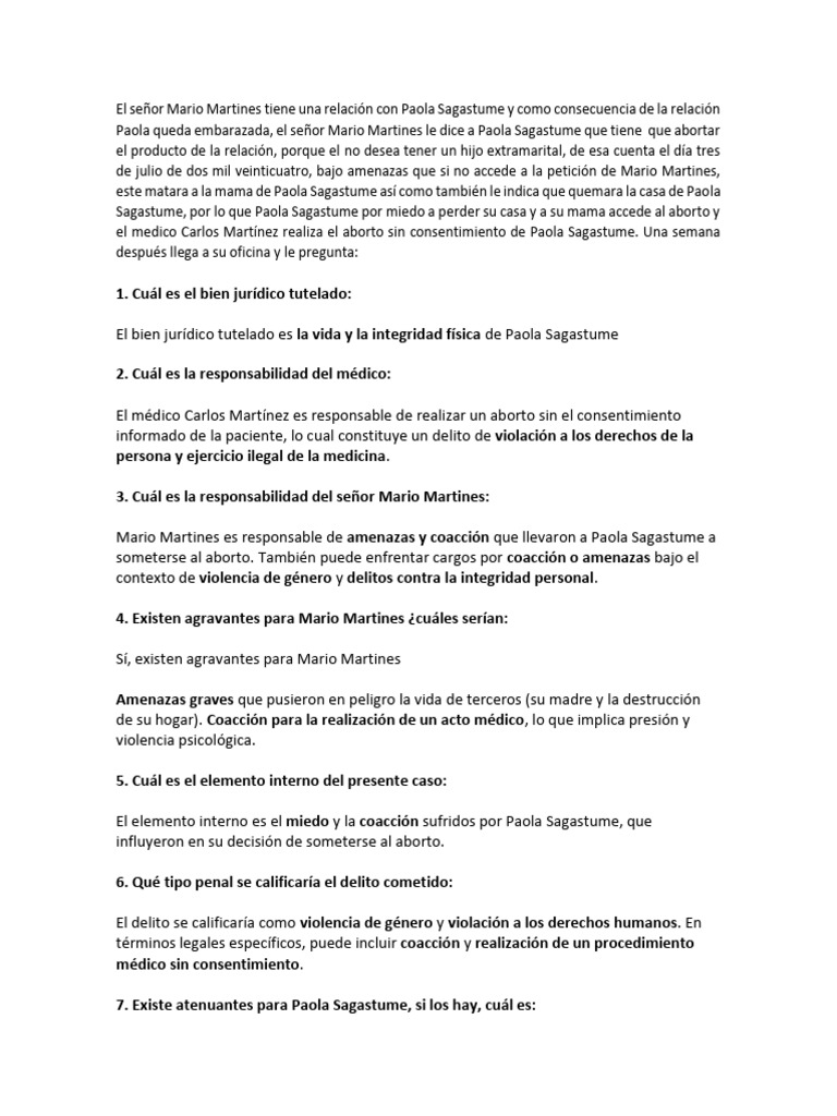 Casos Penales para El Primer Examen Parcial Primera Parte Del Examen ...