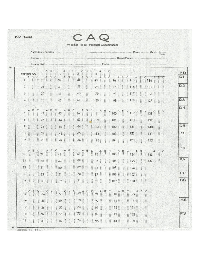 Hoja de respuestas del CAQ (2).doc | PDF