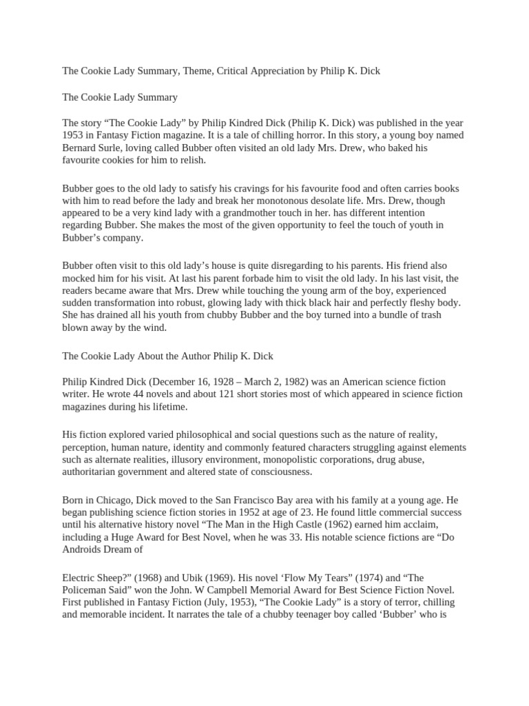 The Cookie Lady Summary | PDF