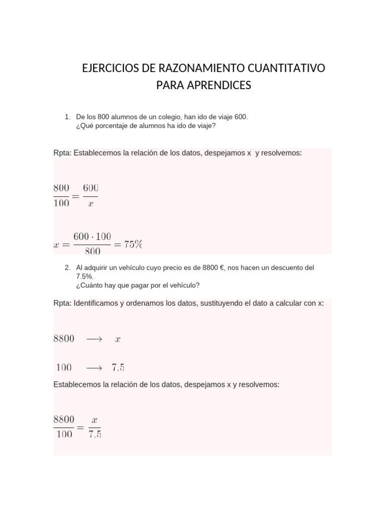 Ejercicios de Razonamiento Cuantitativo | PDF