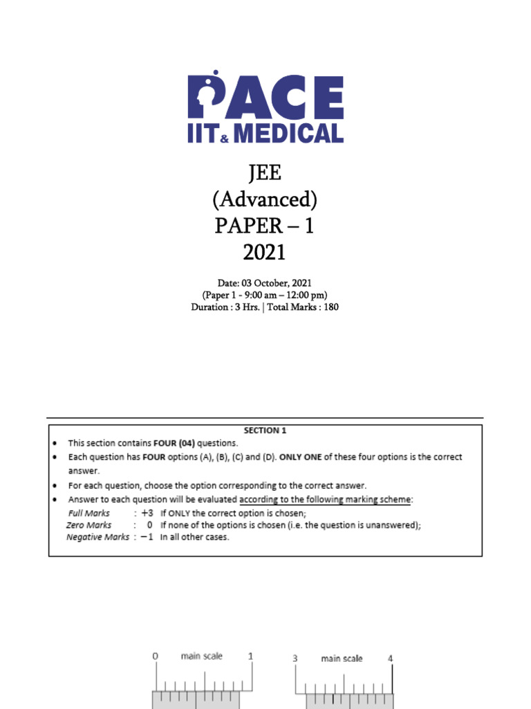 JEE (Advanced) Paper - 1 2021 | PDF