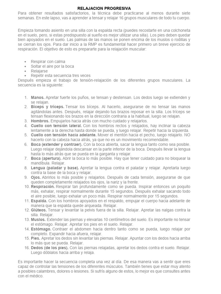 RELAJACION PROGRESIVA | PDF