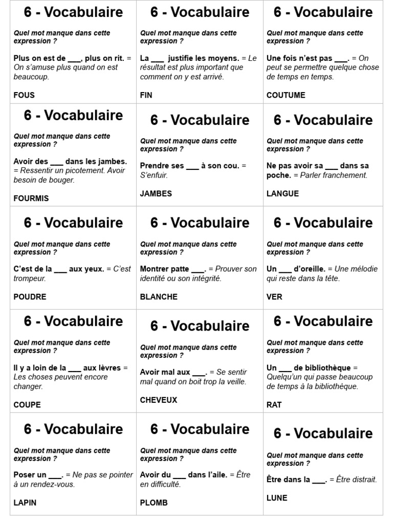 Parlez Francais Vocabulaire | PDF