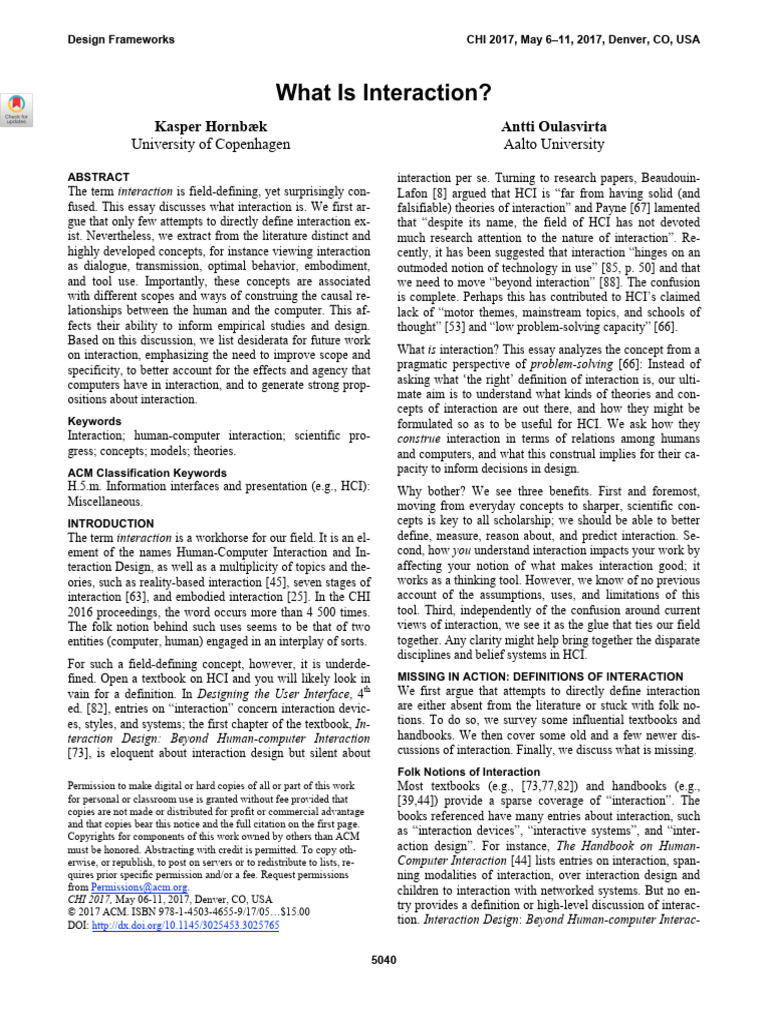 What Is Interaction?: University of Copenhagen Aalto University | PDF