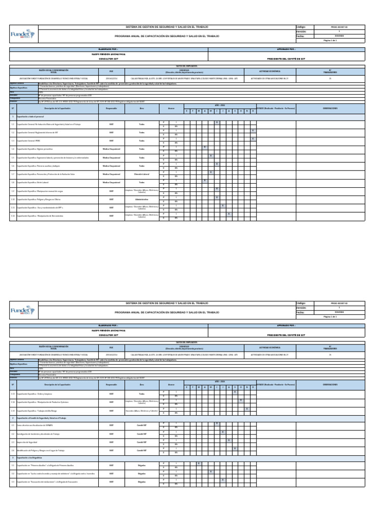 Programa Anual de Capacitación SST 2024 | PDF