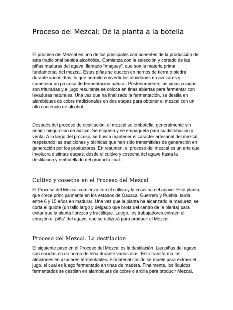 Proceso Del Mezcal | PDF