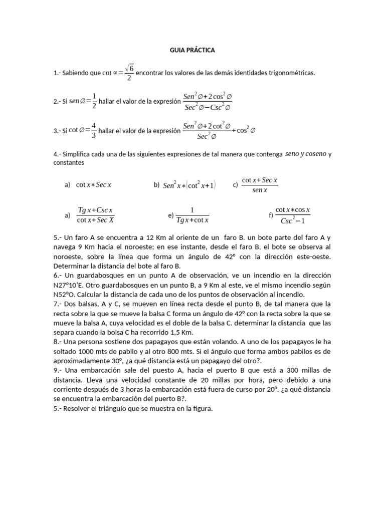 Guia Practica Matematica 4toc2ba Trigonometria II 2 | PDF