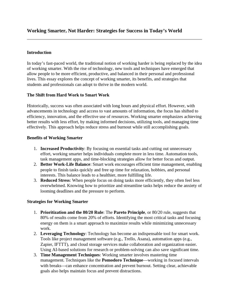 Working Smarter | PDF