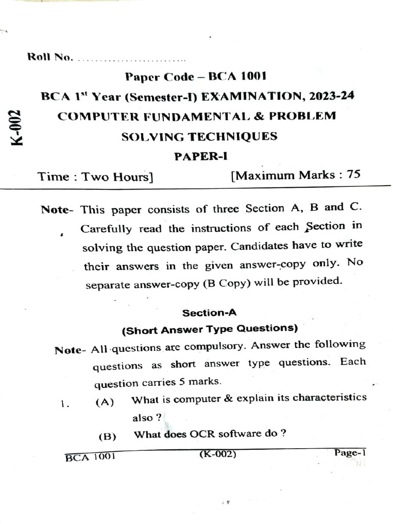 Last Year Papers | PDF