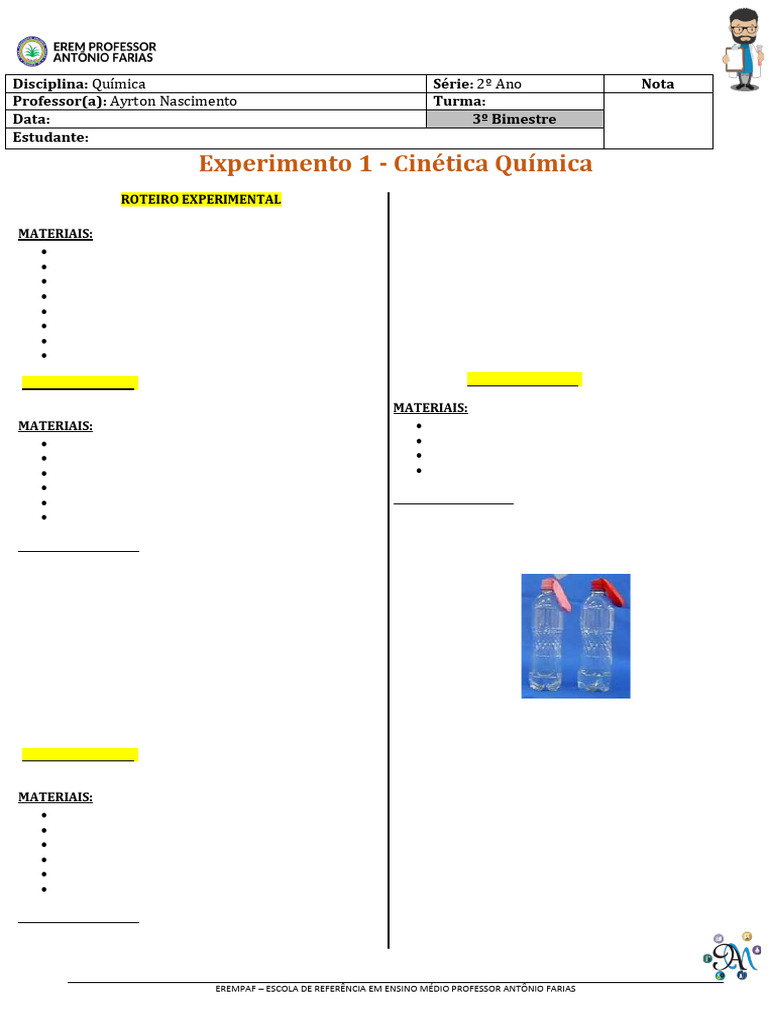 Experimento 1 - Cinética Química | PDF