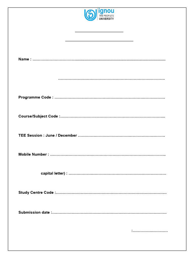 Assignment Cover Page | PDF