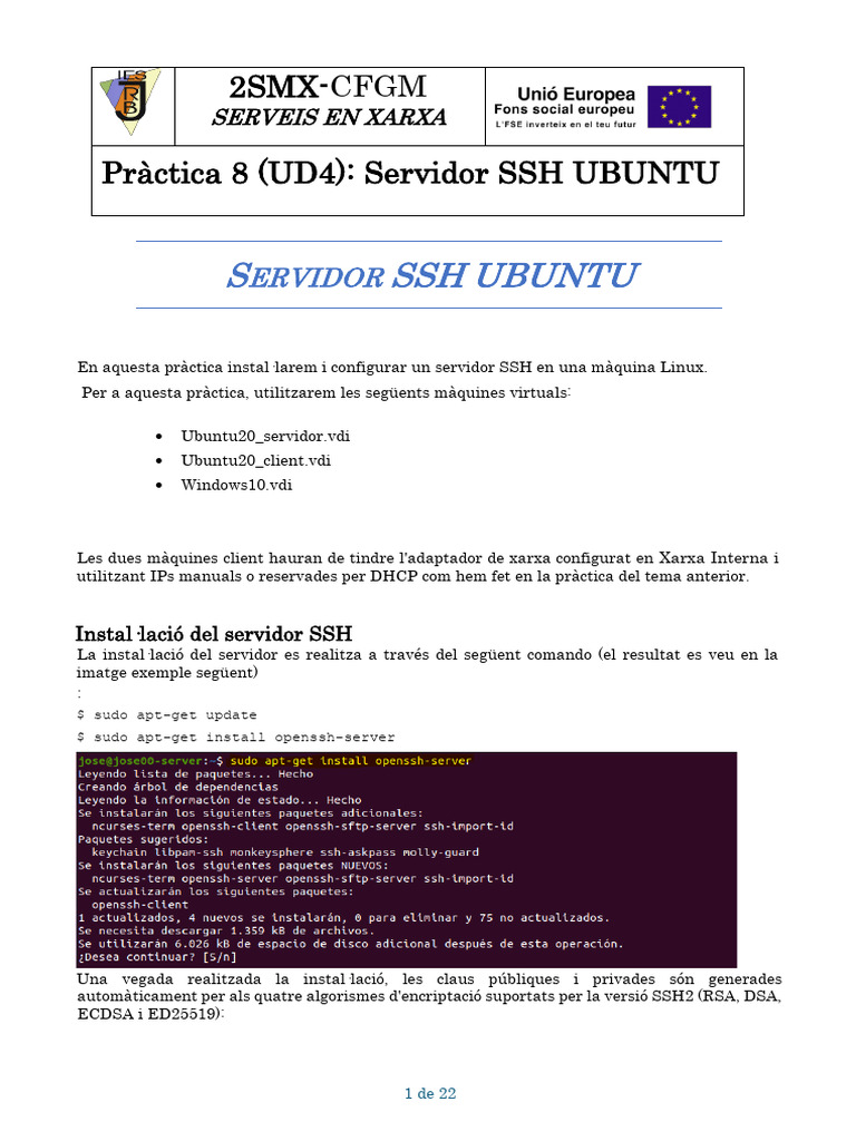 Ud4. Servei SSH Ubuntu | PDF