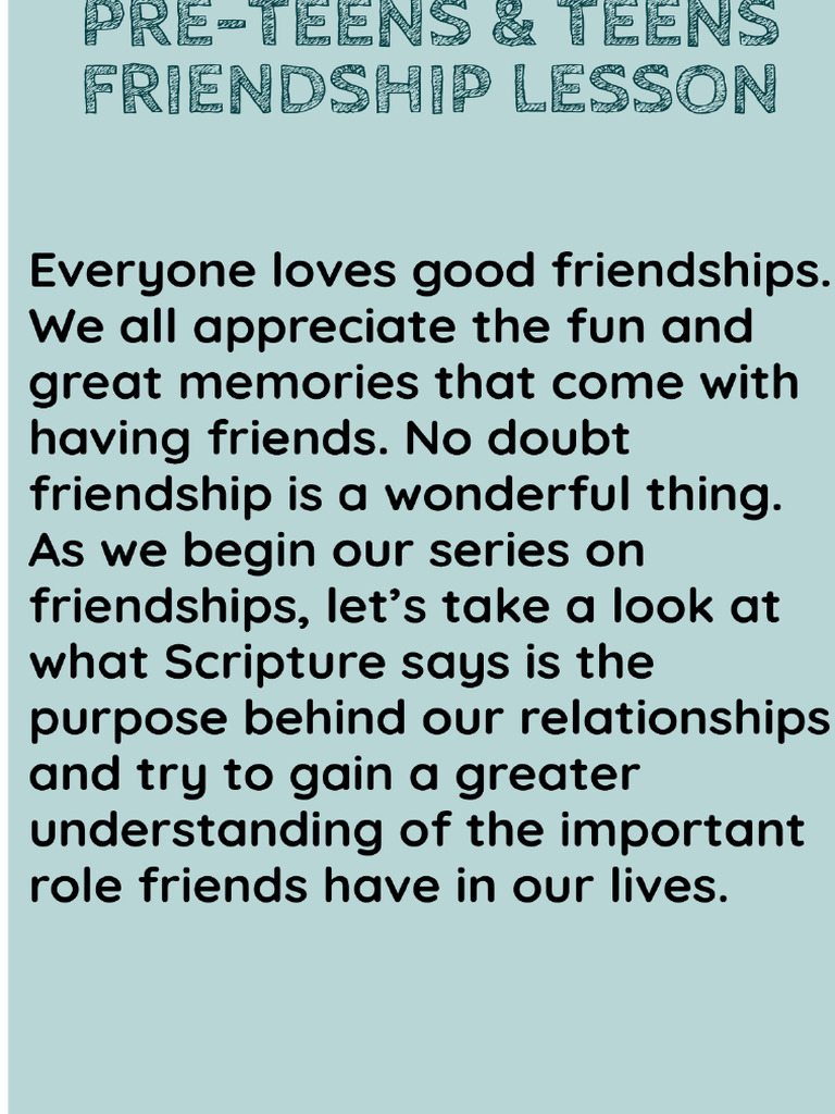Friendship Lesson 1 | PDF
